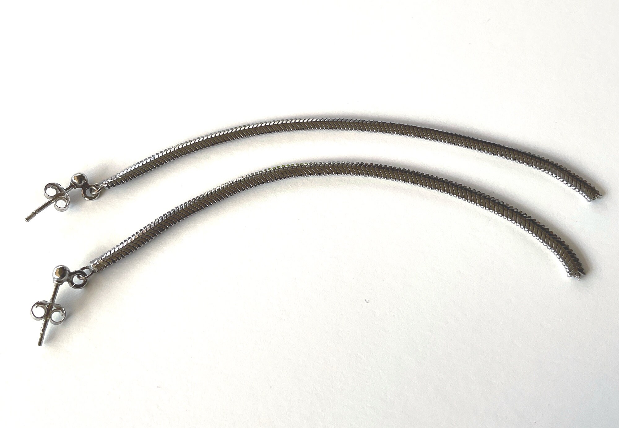 Long Sterling Silver Snake Chain Earrings: Handmade Dangle Jewelry - Etsy