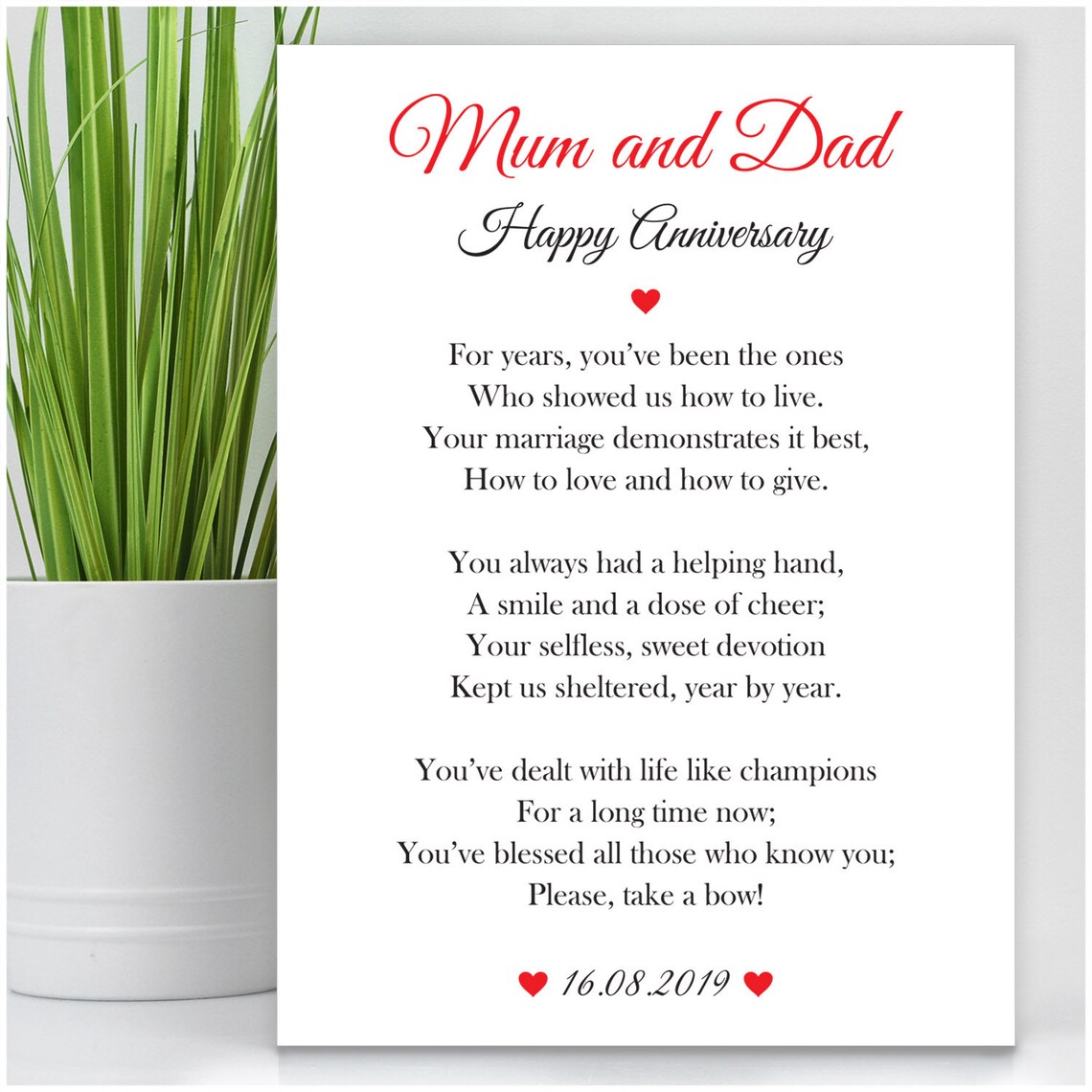 Personalised Happy Anniversary Poem Gifts 10th 25th 30th | Etsy UK