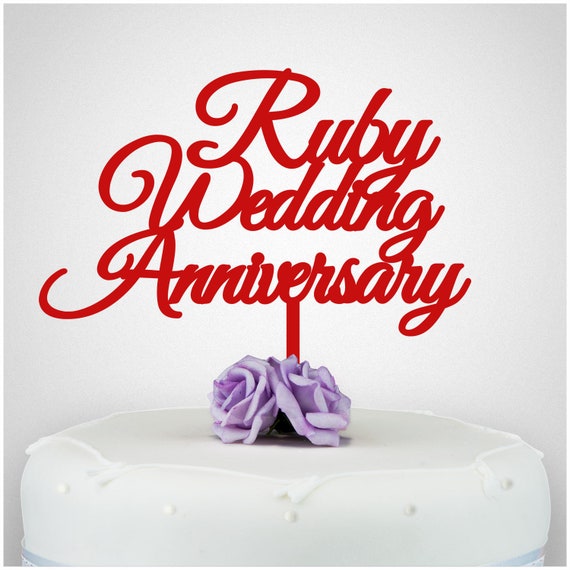 Ruby Wedding Anniversary Cake Topper Silver Golden Diamond - Etsy