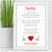Daddy Poem Print Gifts Fathers Day Gifts Birthday Gifts for Daddy ...