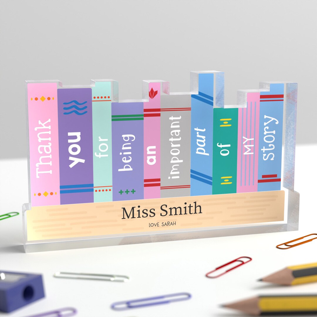 Personalised Teacher Bookshelf - End of Term School Leaver - Thank You ...