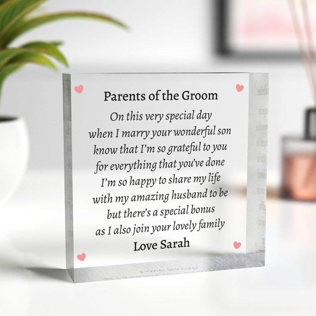 Personalised Mother or Parents of the Groom Poem Gift From Bride ...