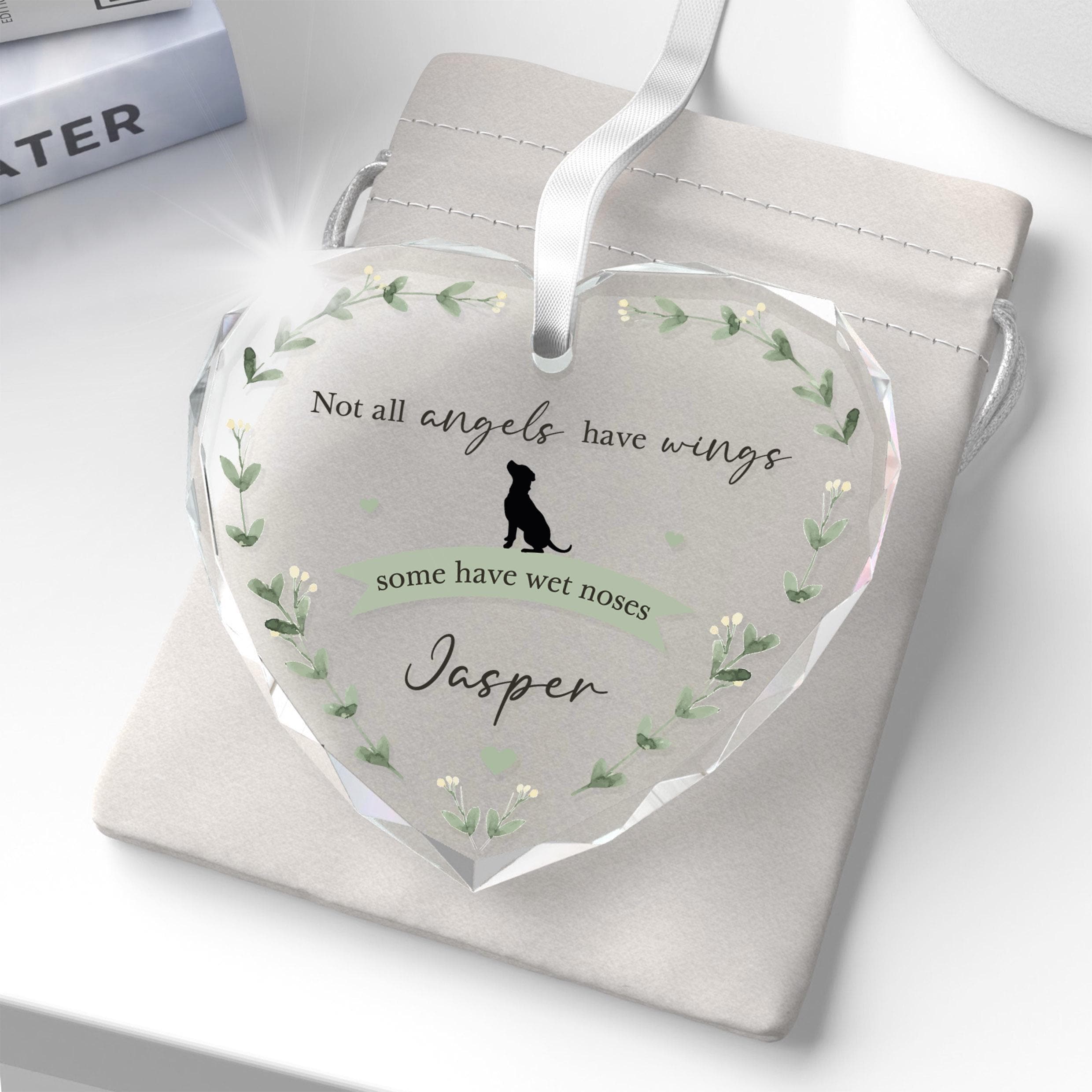 Personalised Dog Memorial Gifts, Crystal Glass Ornament With Gift Bag ...