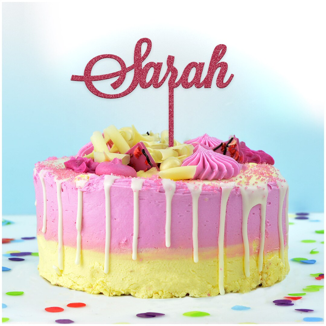 Custom NAME Cake Topper PERSONALISED Glitter Cake Topper, Gold Cake ...