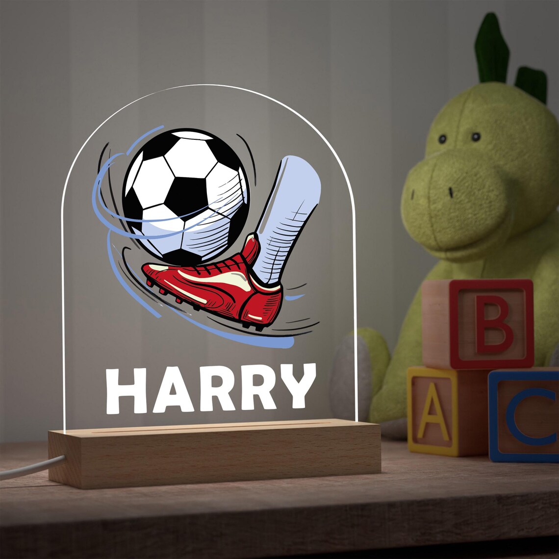Personalised LED Desk Table Lamp Football Design Night Light, Football ...