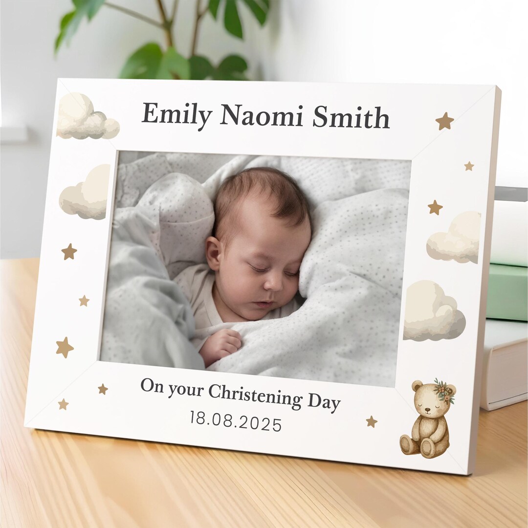 Personalised Christening Photo Frame, Christening Gift for Boys or ...