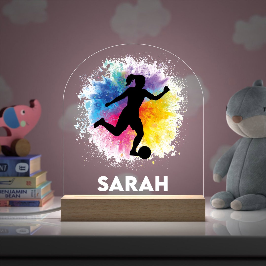 Football Gifts for Girls, Personalised Girls Football Night Light Lamp ...