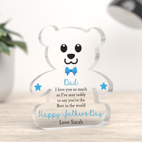 Happy Fathers Day Gifts for Dad Personalised Teddy Bear Gift for Dad Fathers Day Gifts From Daughter Son With Grey Bag Etsy UK