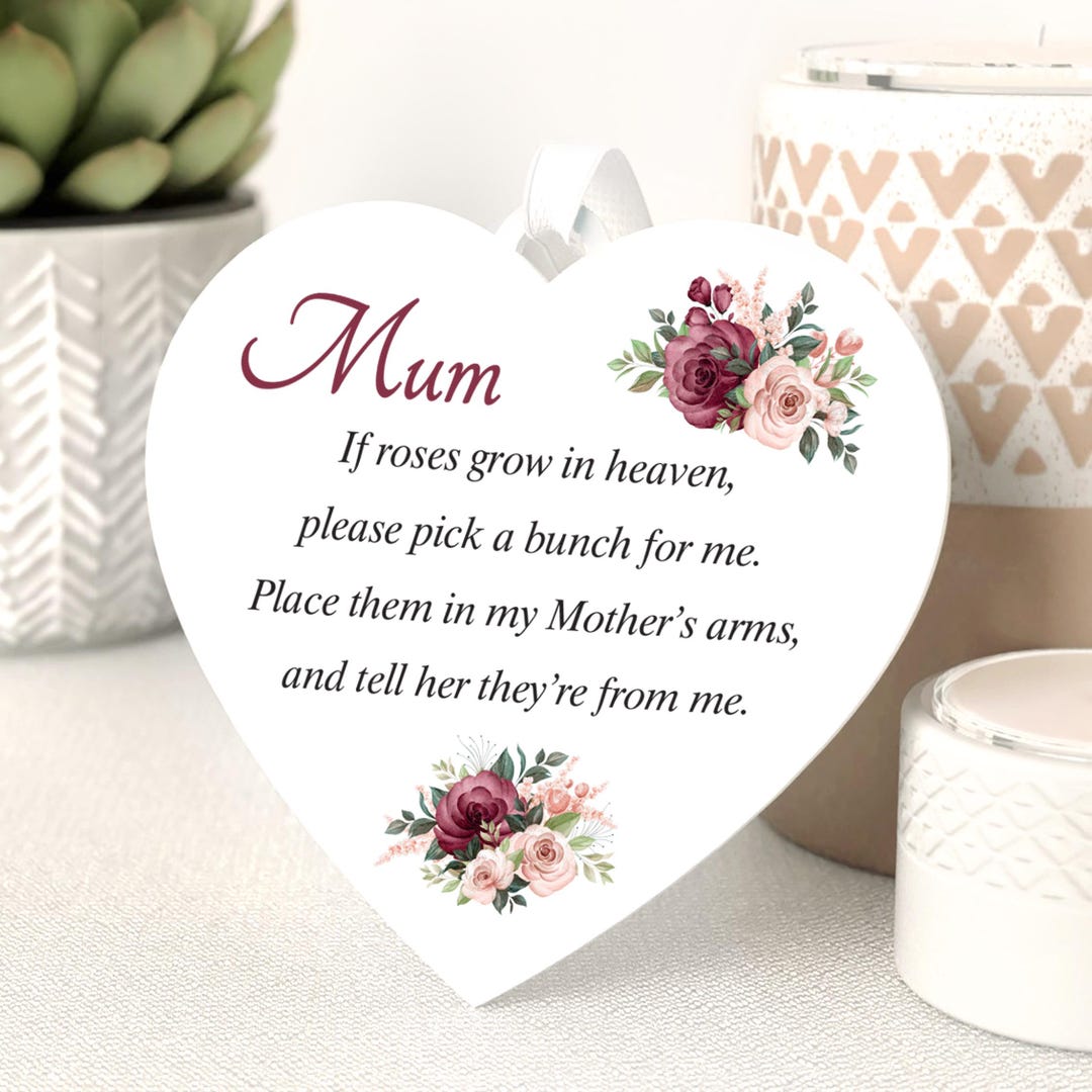 Personalised Mum Memorial Heart Plaque - Mum Mam Mom Memorial - Mum ...