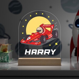 Racing Car Night Light, Personalised Red Racing Car Gifts for Boys, LED ...