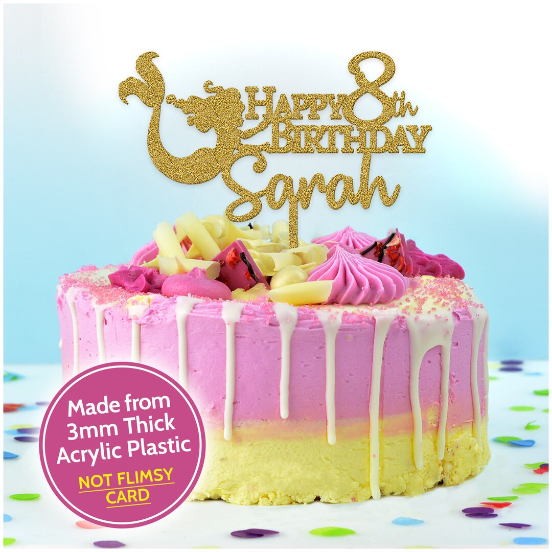 Glitter Gold Mermaid Cake Topper - Personalised Mermaid Party ...