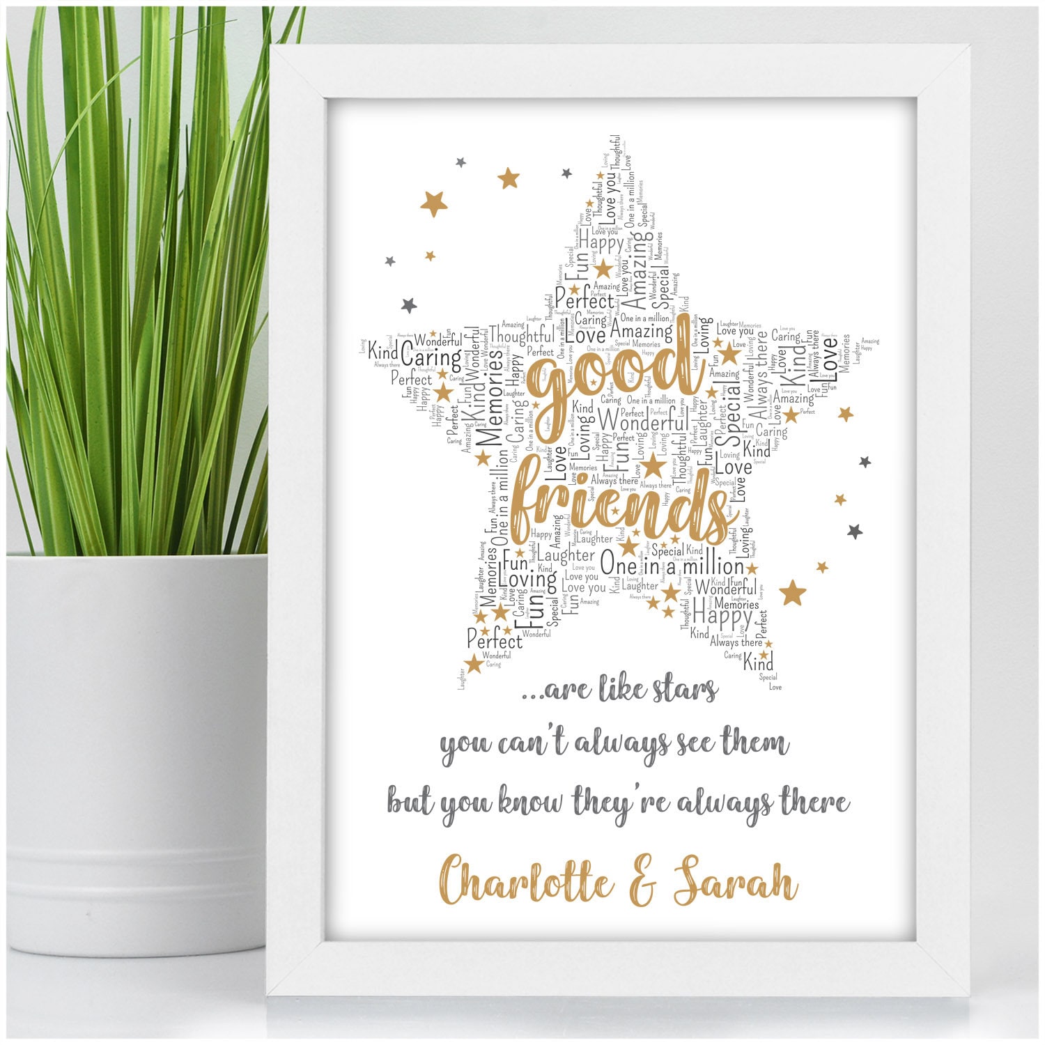 Friendship Gift - Personalised Good Friends Are Like Stars Print Gift ...