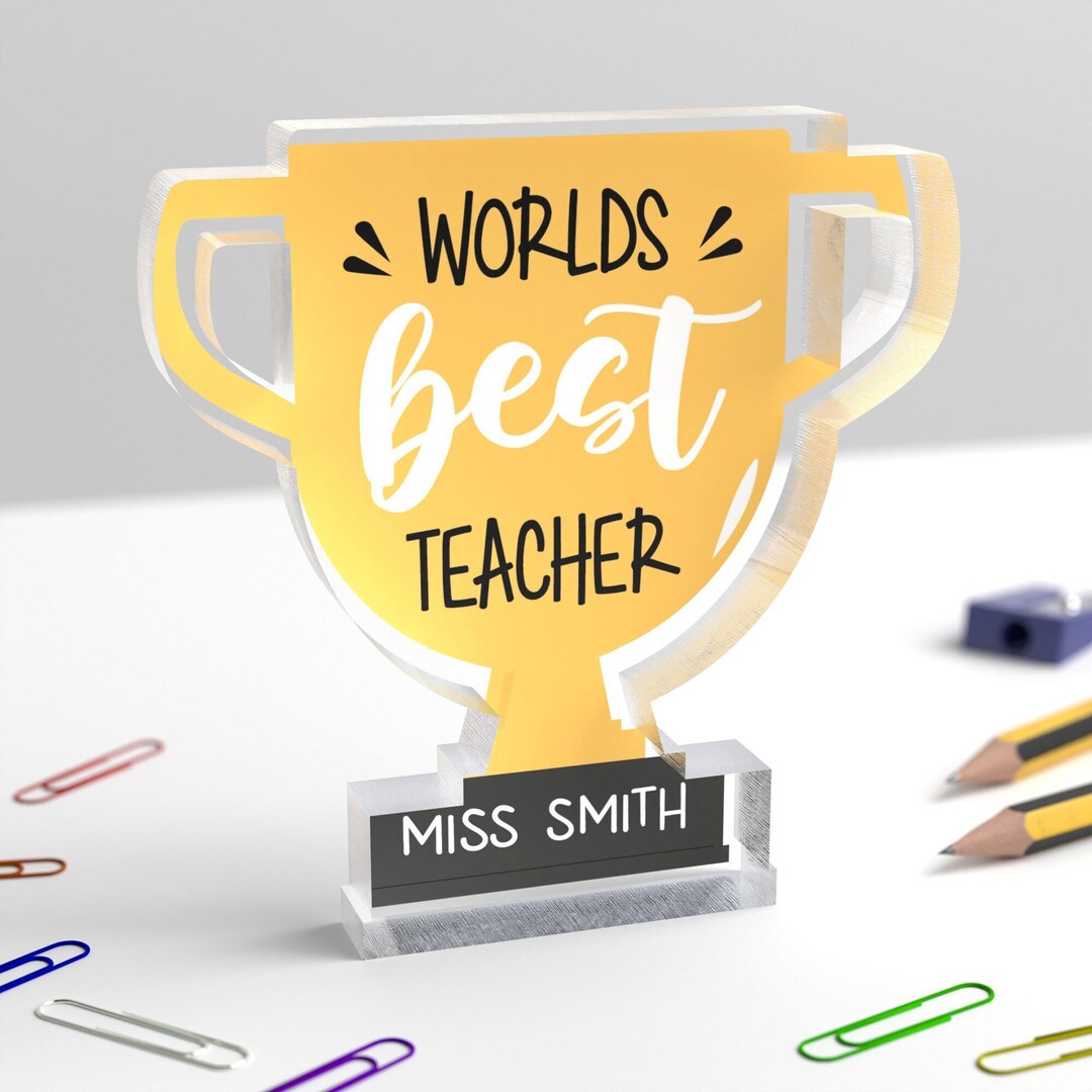 Personalised Best Teacher Award Acrylic Best Teacher Trophy School ...