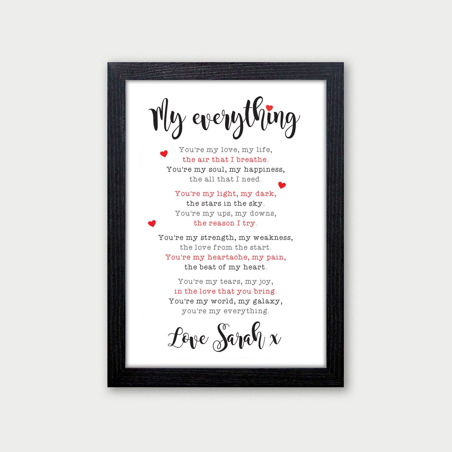 My Everything Love Poem for Couples Personalised Gifts for - Etsy UK
