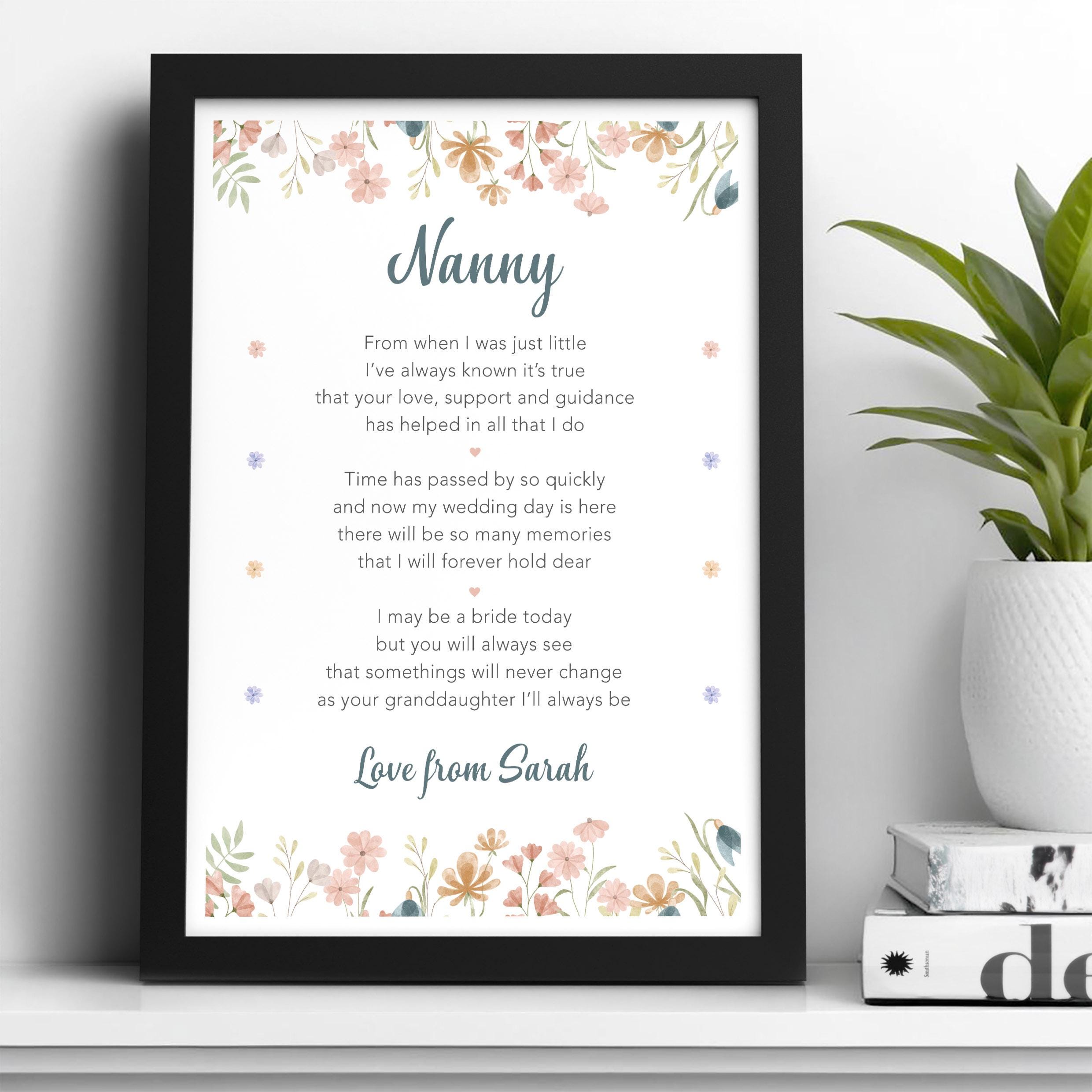 Grandparent of the Bride Gift, Gift for Nanny of the Bride, on My ...