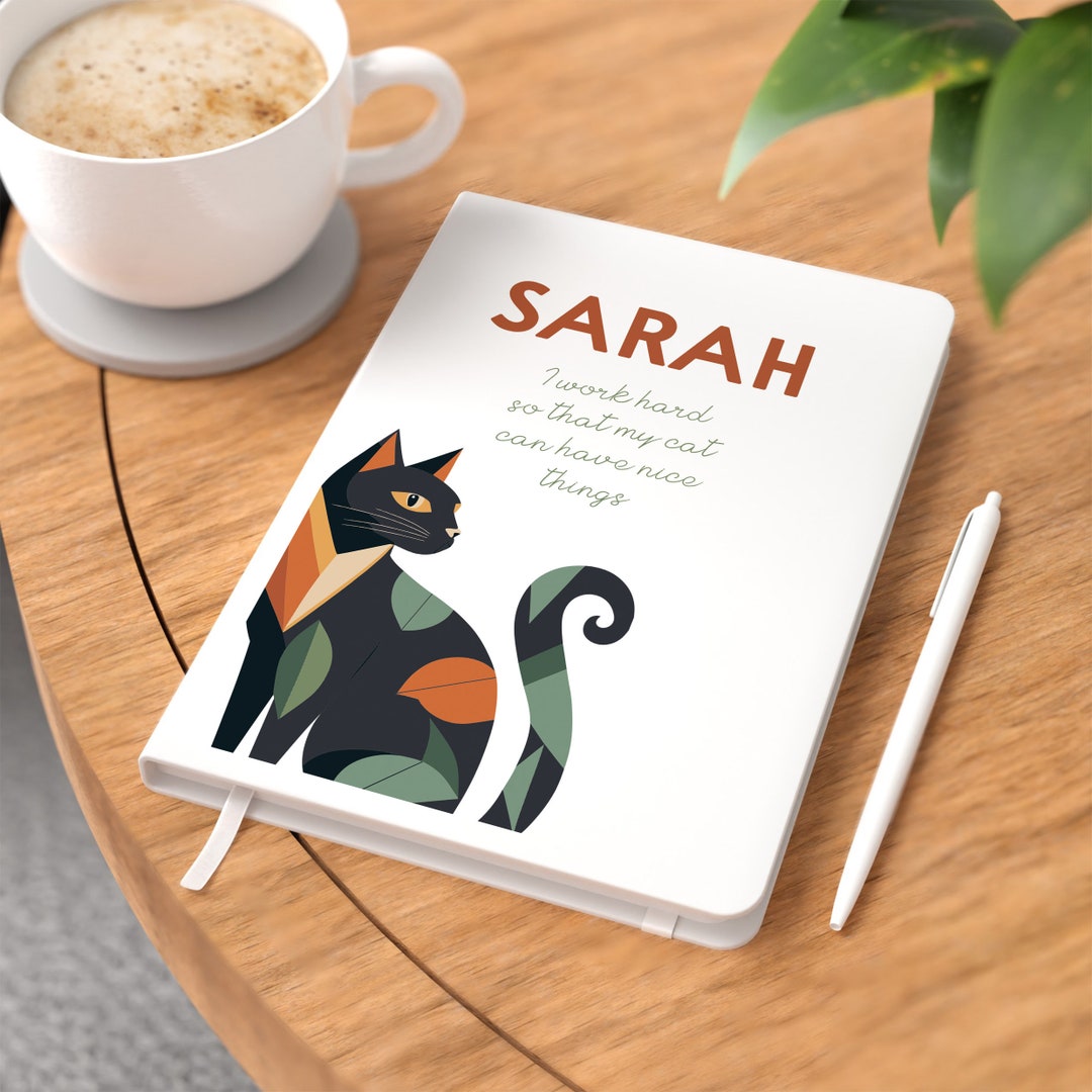 Cat Gifts for Her Women Men - Personalised A5 Notebook and Pen - Cat ...