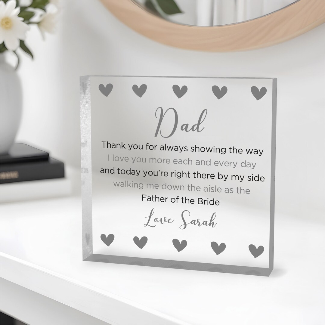 Personalised Father of the Bride Gift, Sentimental Keepsake Gift for ...