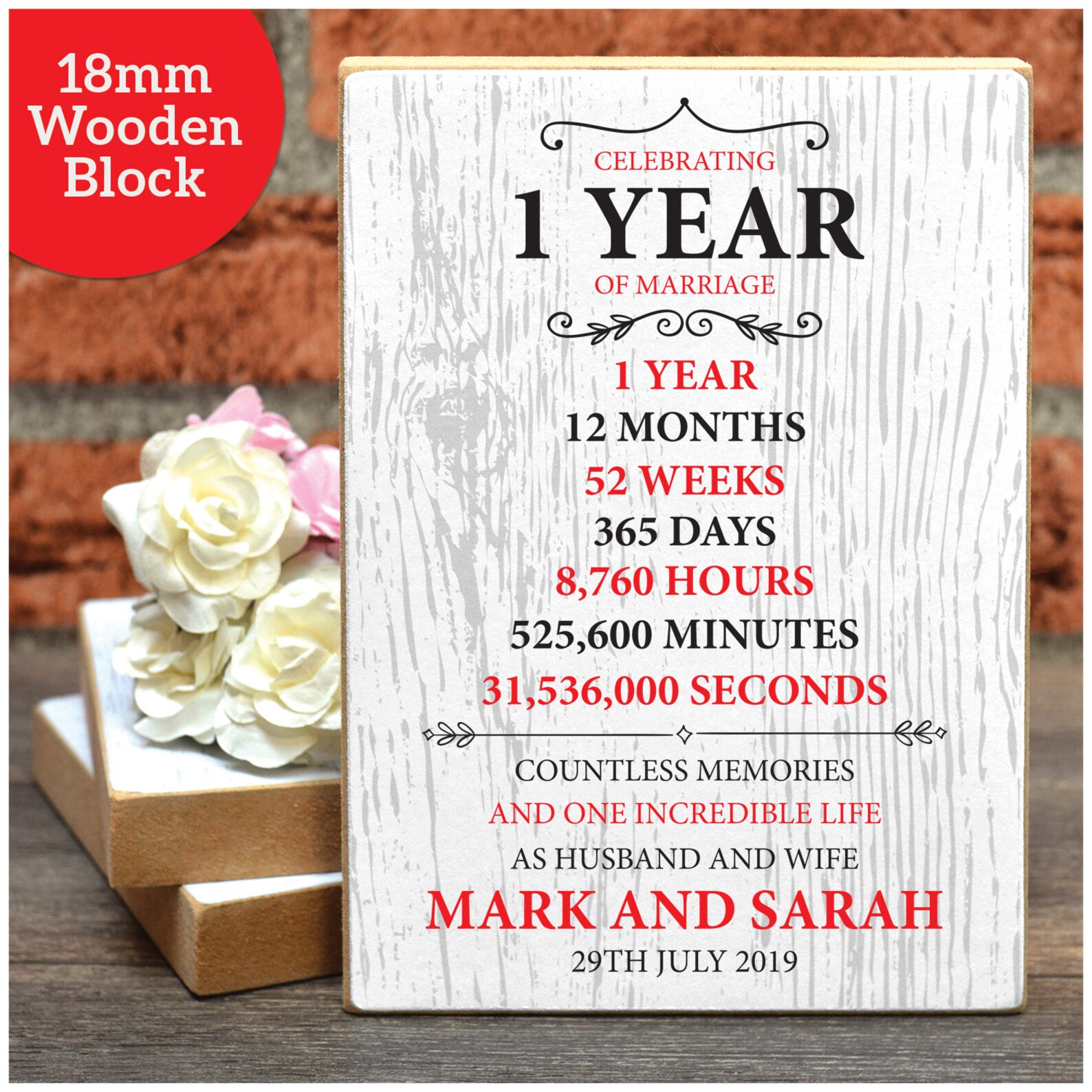 First Wedding Anniversary Gift for Husband Wife Him Her | Etsy