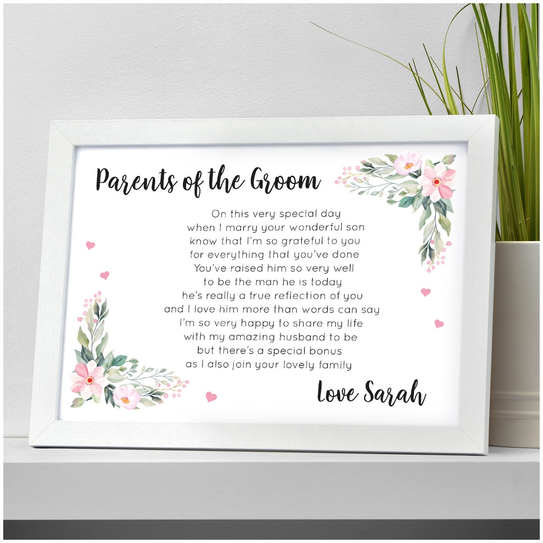 Personalised Parents of the Groom Poem Gift, Mother of Groom Father of ...
