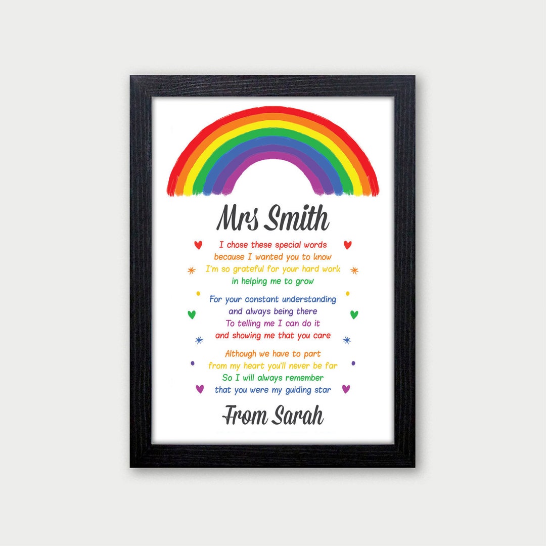 Rainbow Teacher Poem Gifts - Personalised Teacher Thank You Gifts ...
