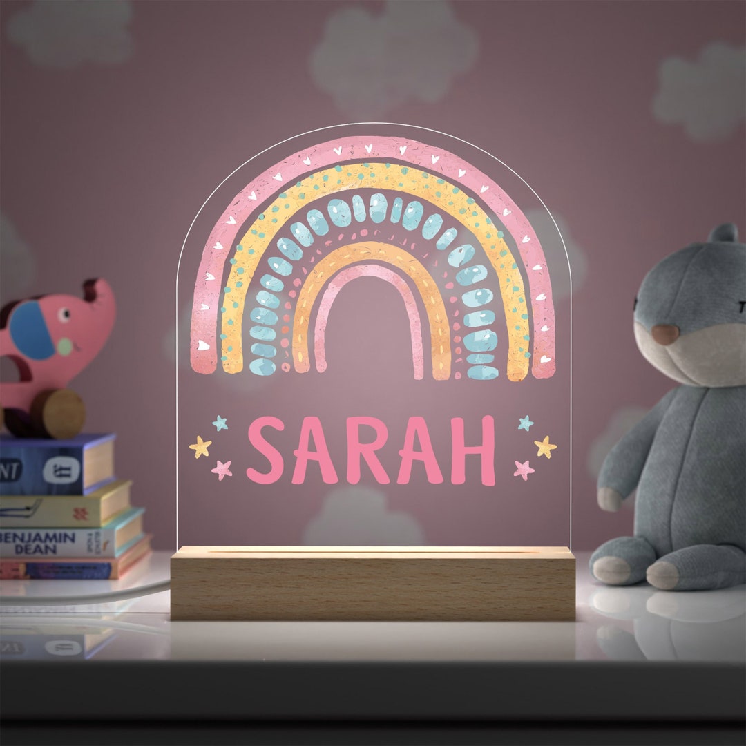 Personalised Rainbow Night Light - Girls Night Light - Rainbow Lamp ...