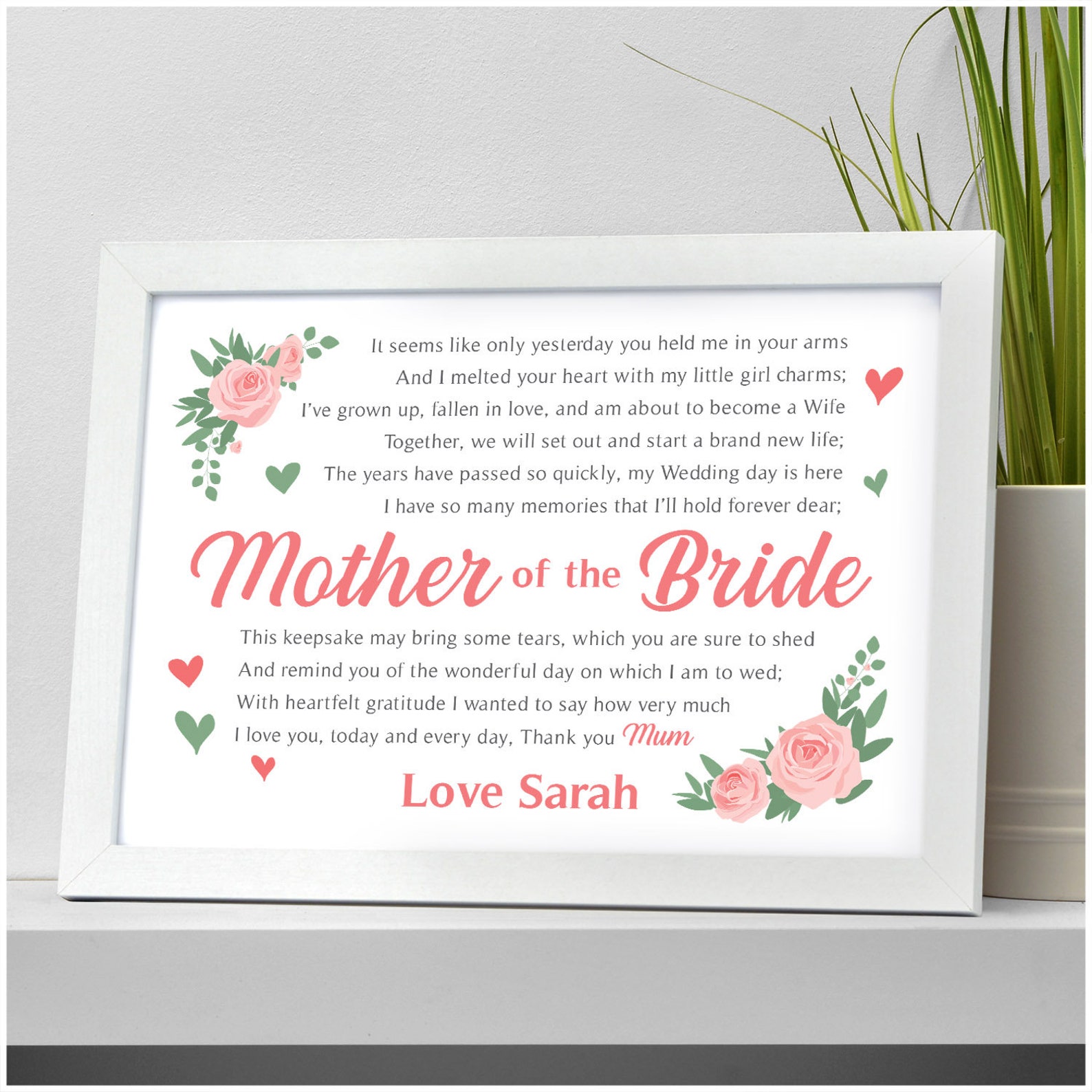 Poem Gifts for Mother of the Bride Personalised Wedding Day - Etsy
