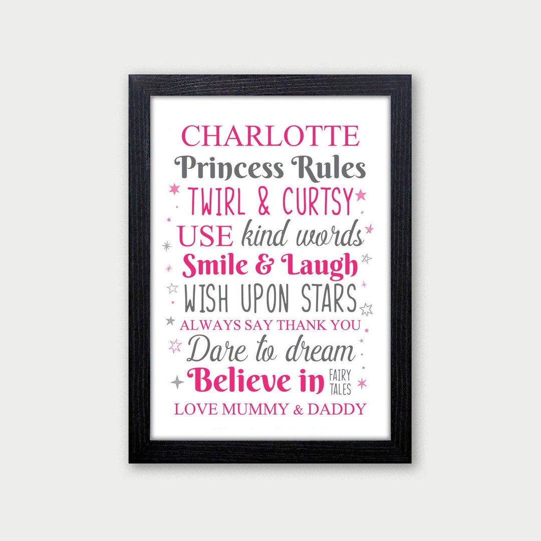 Princess Rules Princess Bedroom Wall Art Gifts for Girls - Etsy