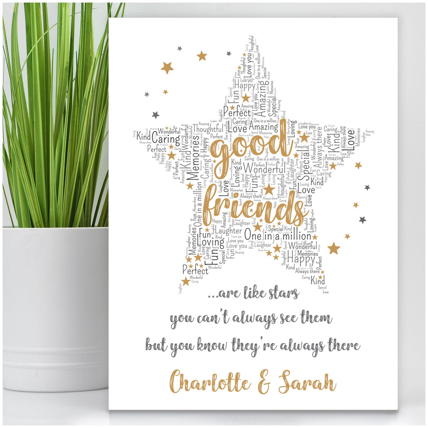 Friendship Gift - Personalised Good Friends Are Like Stars Print Gift ...
