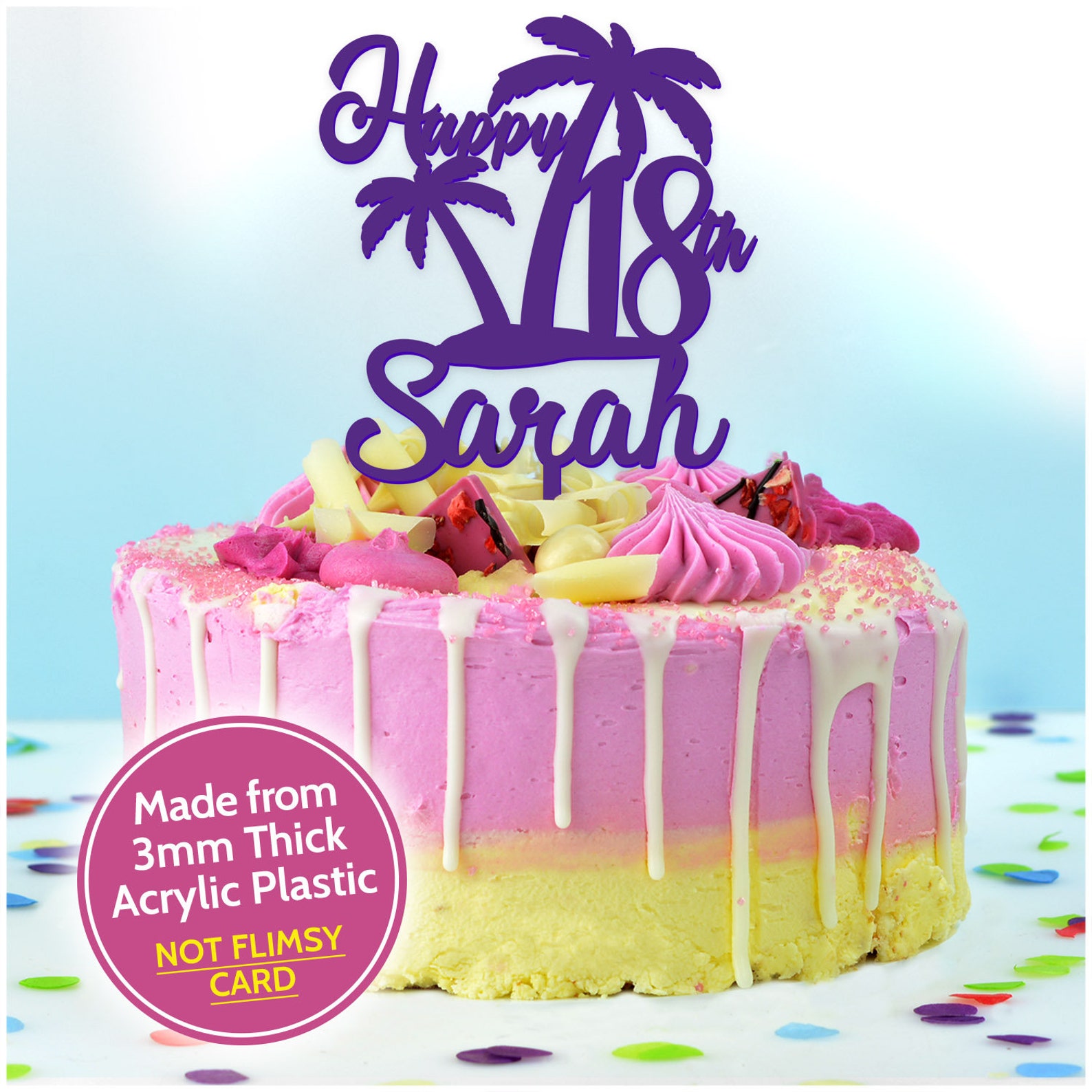 Acrylic Hawaiian Cake Topper Aloha Cake Topper Tropical | Etsy