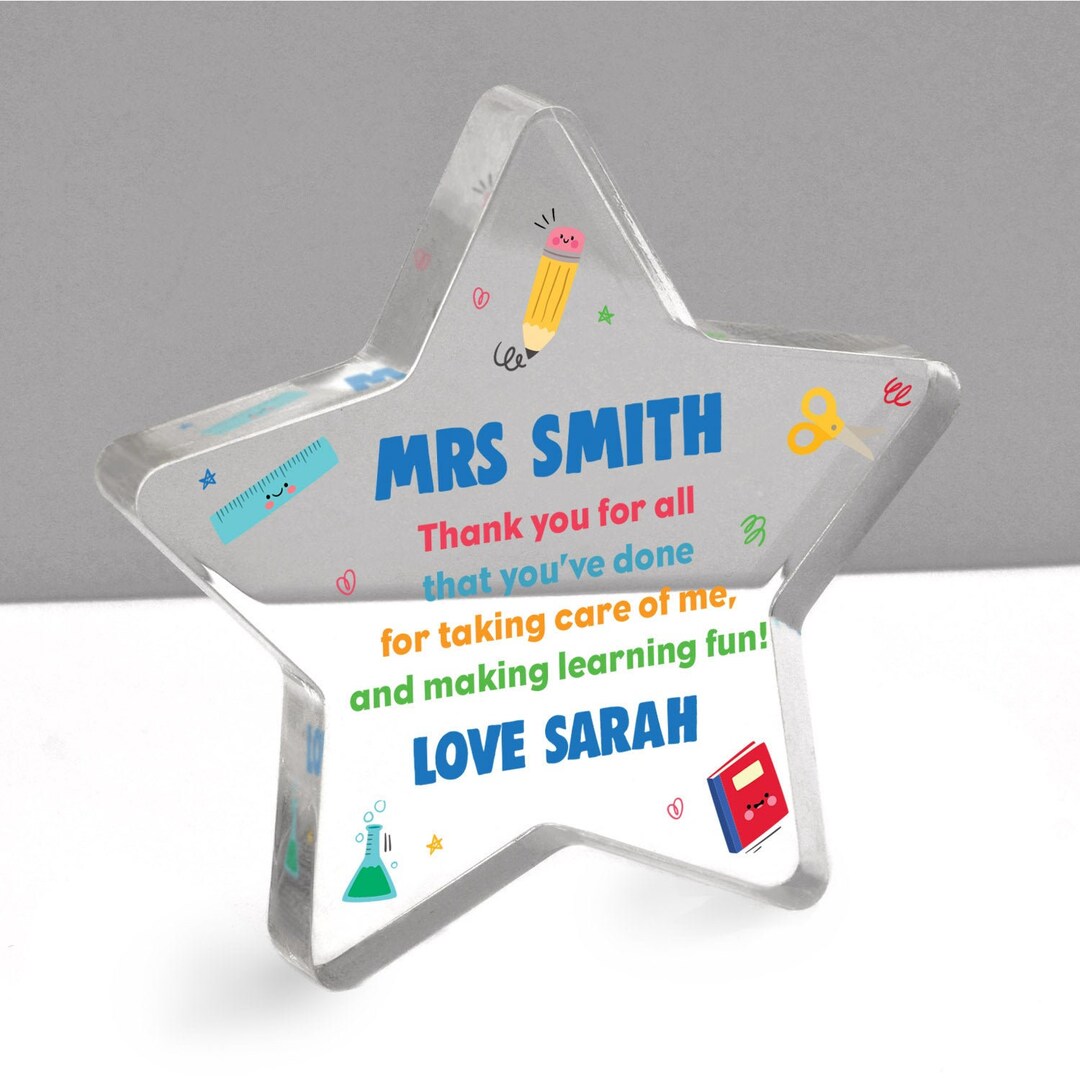 Personalised Teacher Thank You Star Block Male Teacher Thank - Etsy UK
