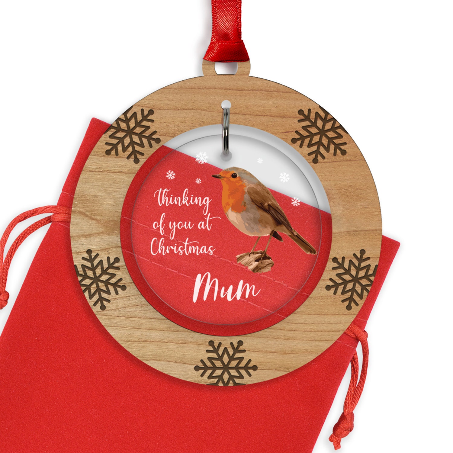 Christmas Robin Decoration Bauble Personalised Memorial - Etsy UK