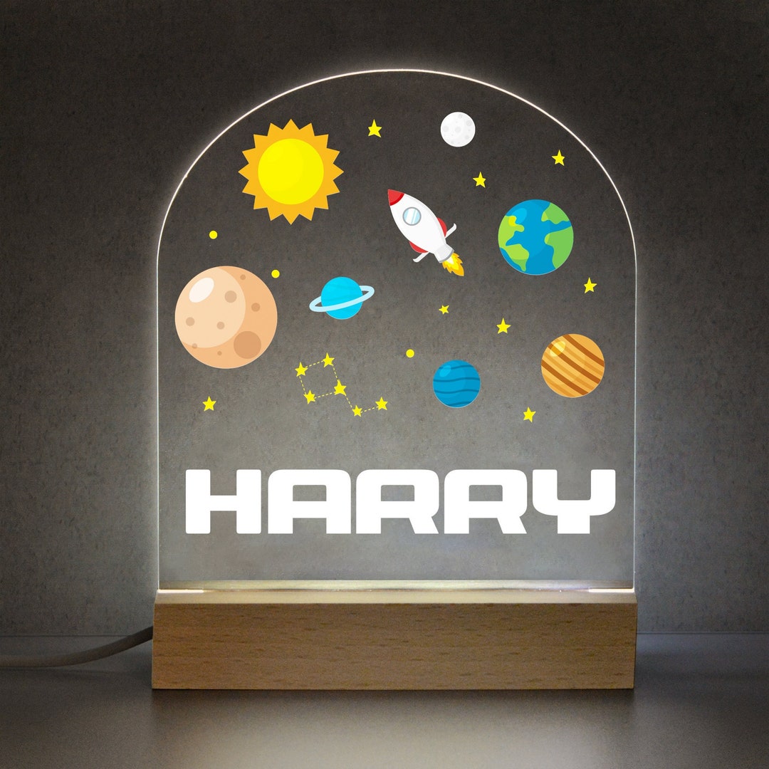 Personalised Rocket Night Light, Spaceship Night Lamp, Space Theme ...