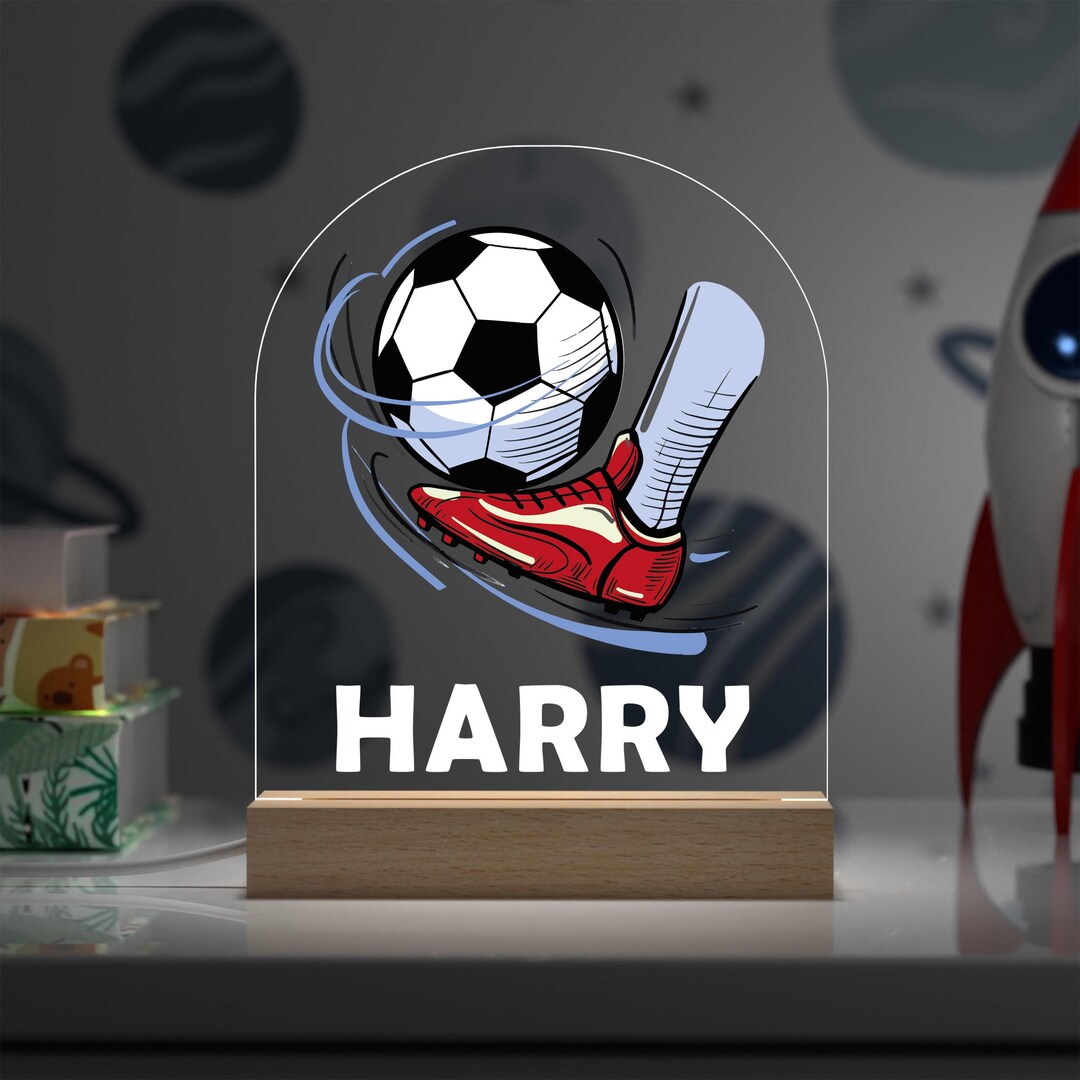 Personalised LED Desk Table Lamp Football Design Night Light, Football ...