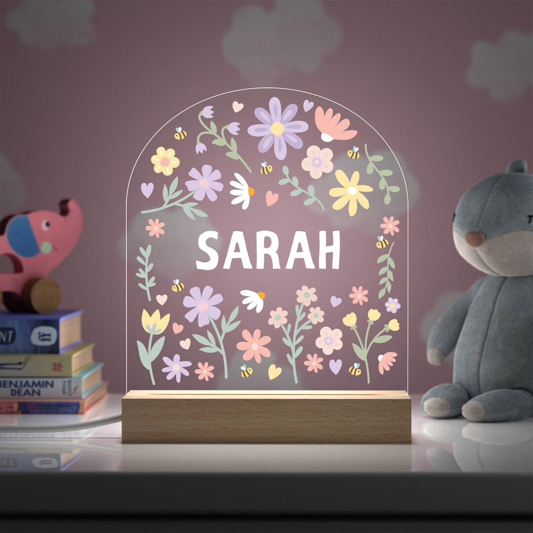 Girls Bedroom Night Light, Custom Printed Name Lamp, Girls Bedroom ...