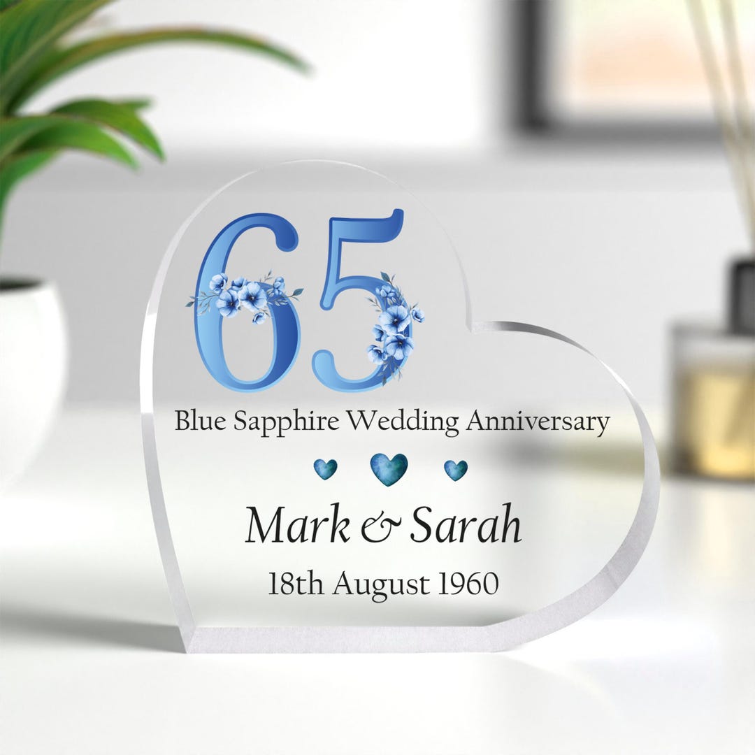 Personalised 65th Anniversary Gifts; Blue Sapphire Anniversary Floral ...