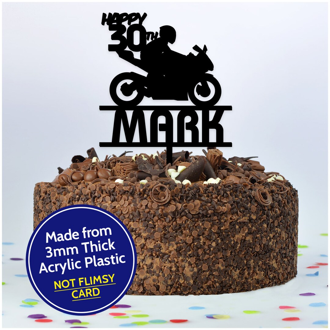 Motorbike Cake Topper - Personalised Motor Bike Cake Topper - ANY Age ...