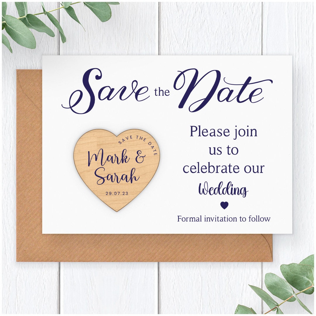 Navy Blue Save the Date With Magnet | Save the Date Blue | Modern Save ...