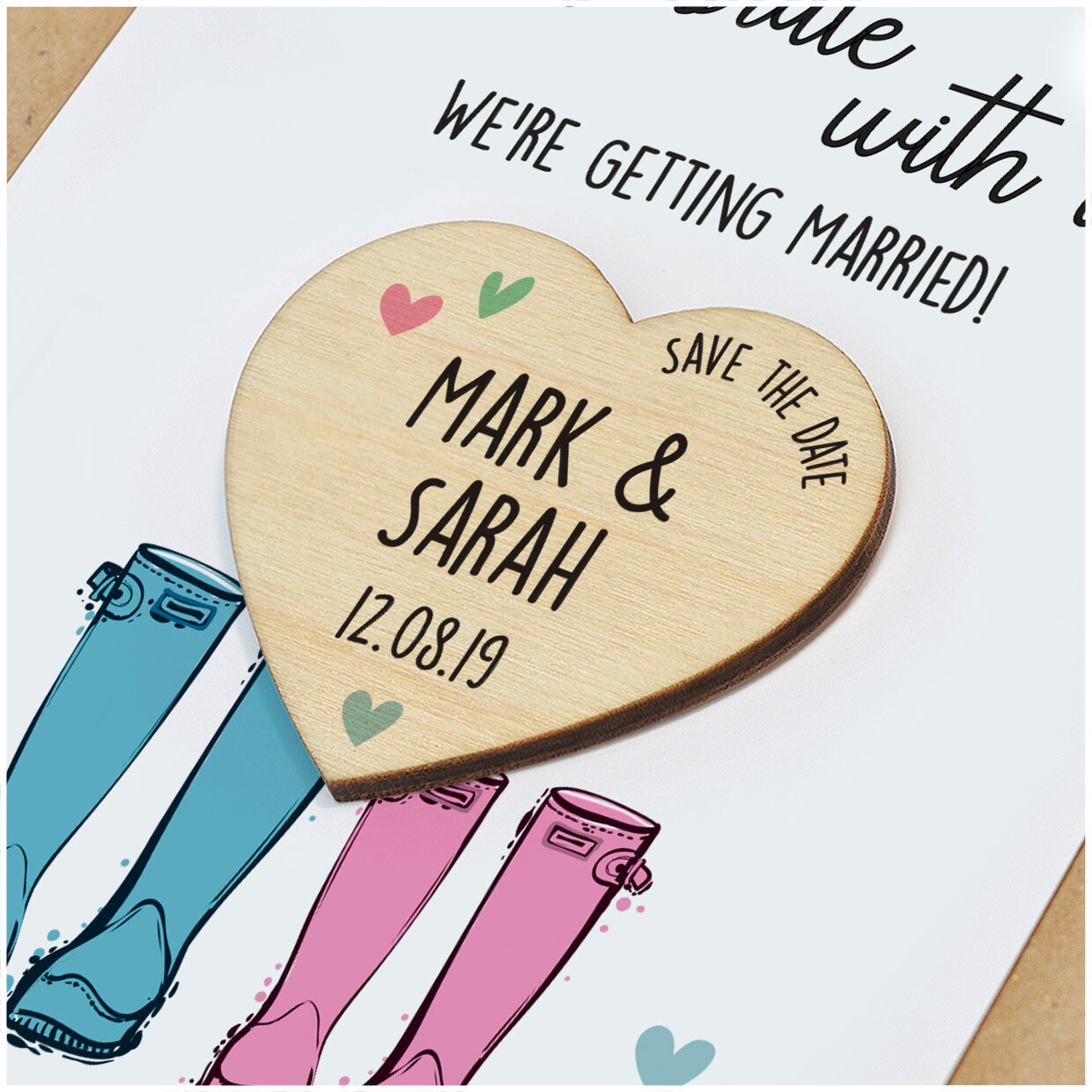 Welly Boots Save the Date Magnet Card - Personalised Wellie Boots Save ...