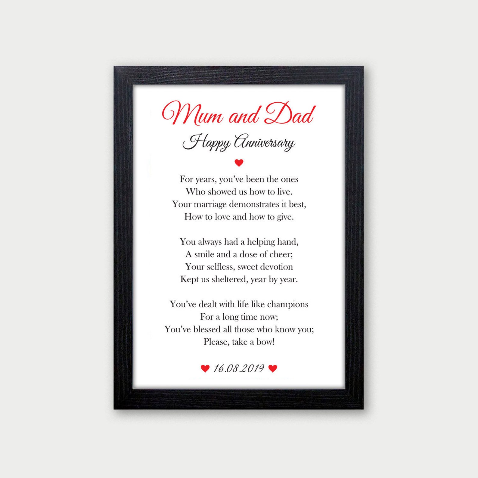 Personalised Happy Anniversary Poem Gifts 10th 25th 30th | Etsy UK