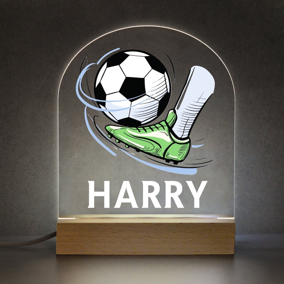 Personalised LED Desk Table Lamp Football Design Night Light, Football ...