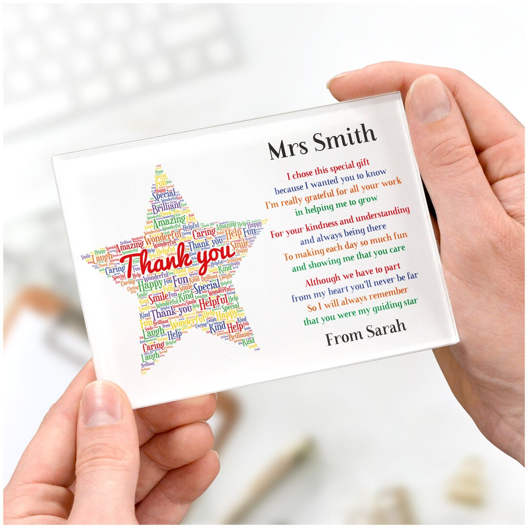 Personalised Thank You Teacher Gifts, STAR School Teacher TA Nursery ...