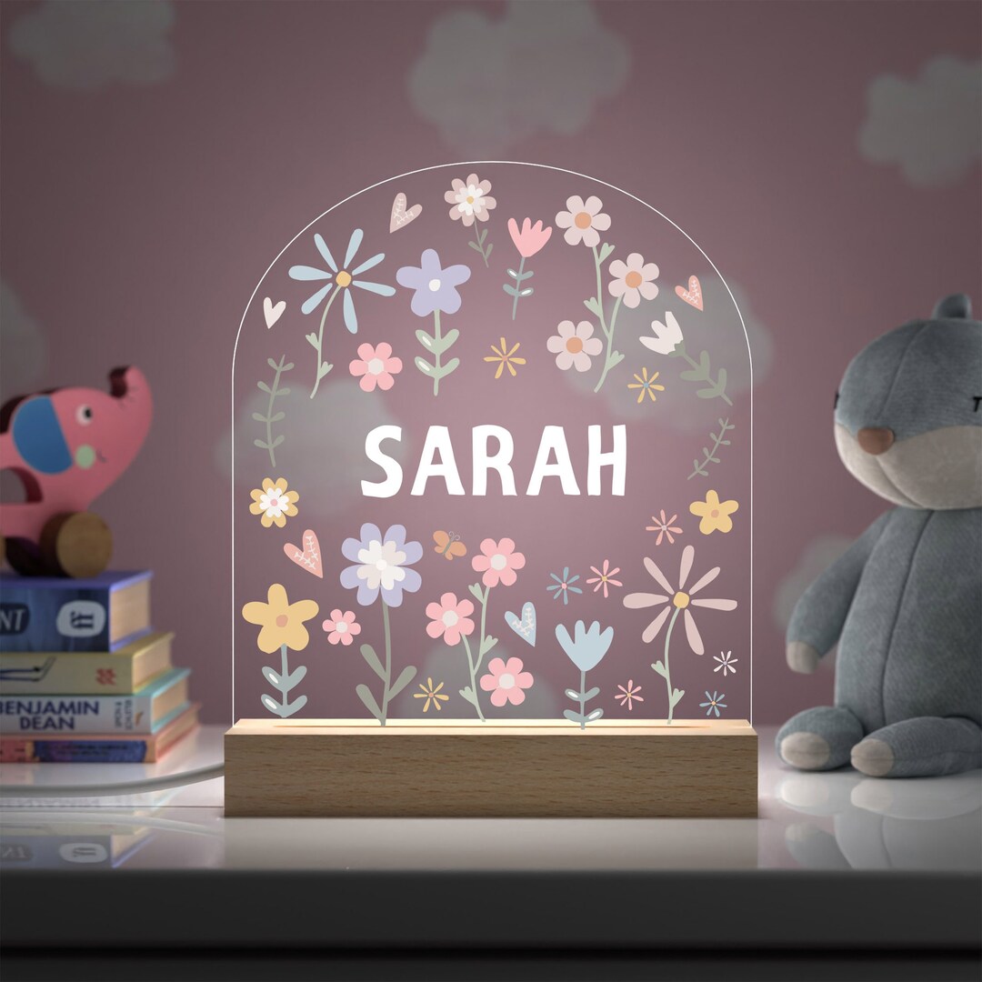 Girls Bedroom Night Light, Custom Printed Name Lamp, Girls Bedroom ...
