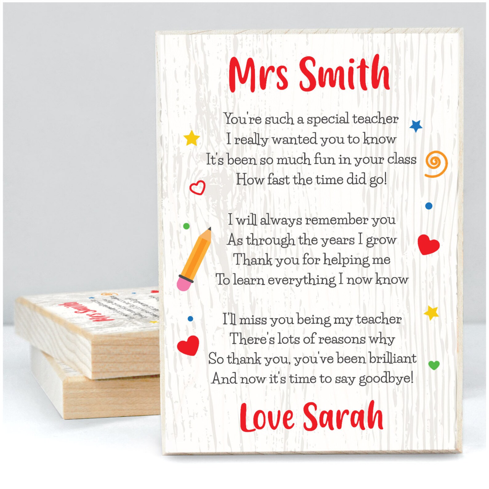 Teacher Poem Gift Personalised Teacher Thank You Gift - Etsy UK