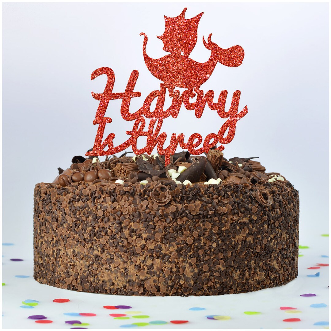 Dragon Cake Topper for Boys Personalised Glitter Birthday Cake Topper ...