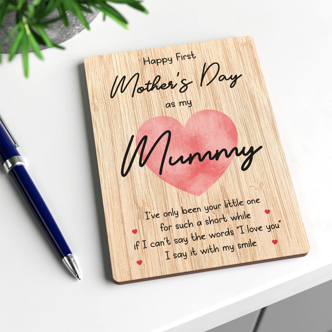 First 1st Mothers Day Card From Daughter Son Wooden First Mothers Day