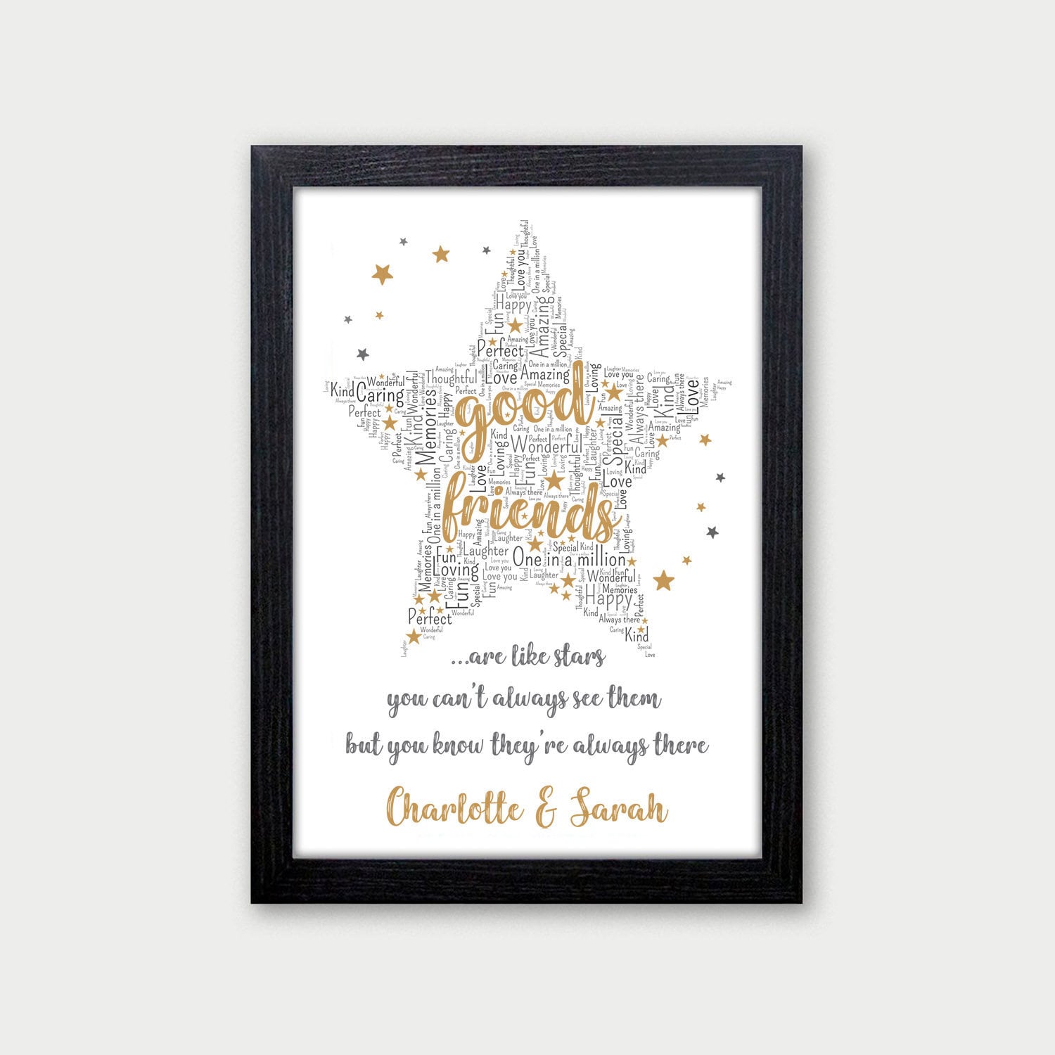 Friendship Gift - Personalised Good Friends Are Like Stars Print Gift ...
