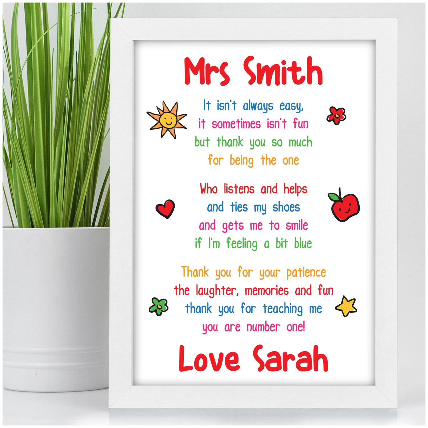 Teacher Poem Thank You Teacher Gift End of Year Teacher - Etsy UK