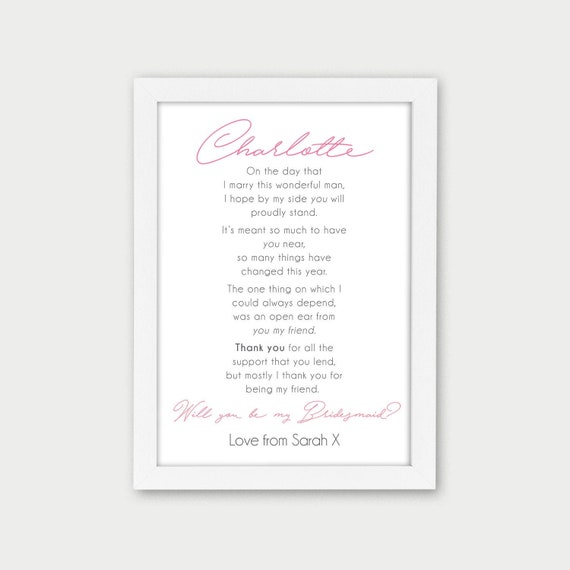 Will You Be My Bridesmaid Poem Be My Maid of Honour Be My - Etsy UK