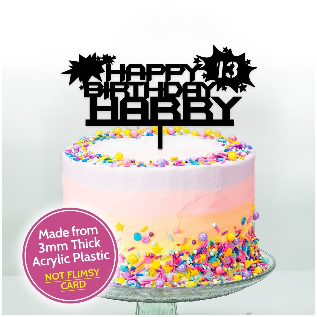 Boys Birthday Cake Topper Personalised ANY NAME Cake Topper Glitter ...