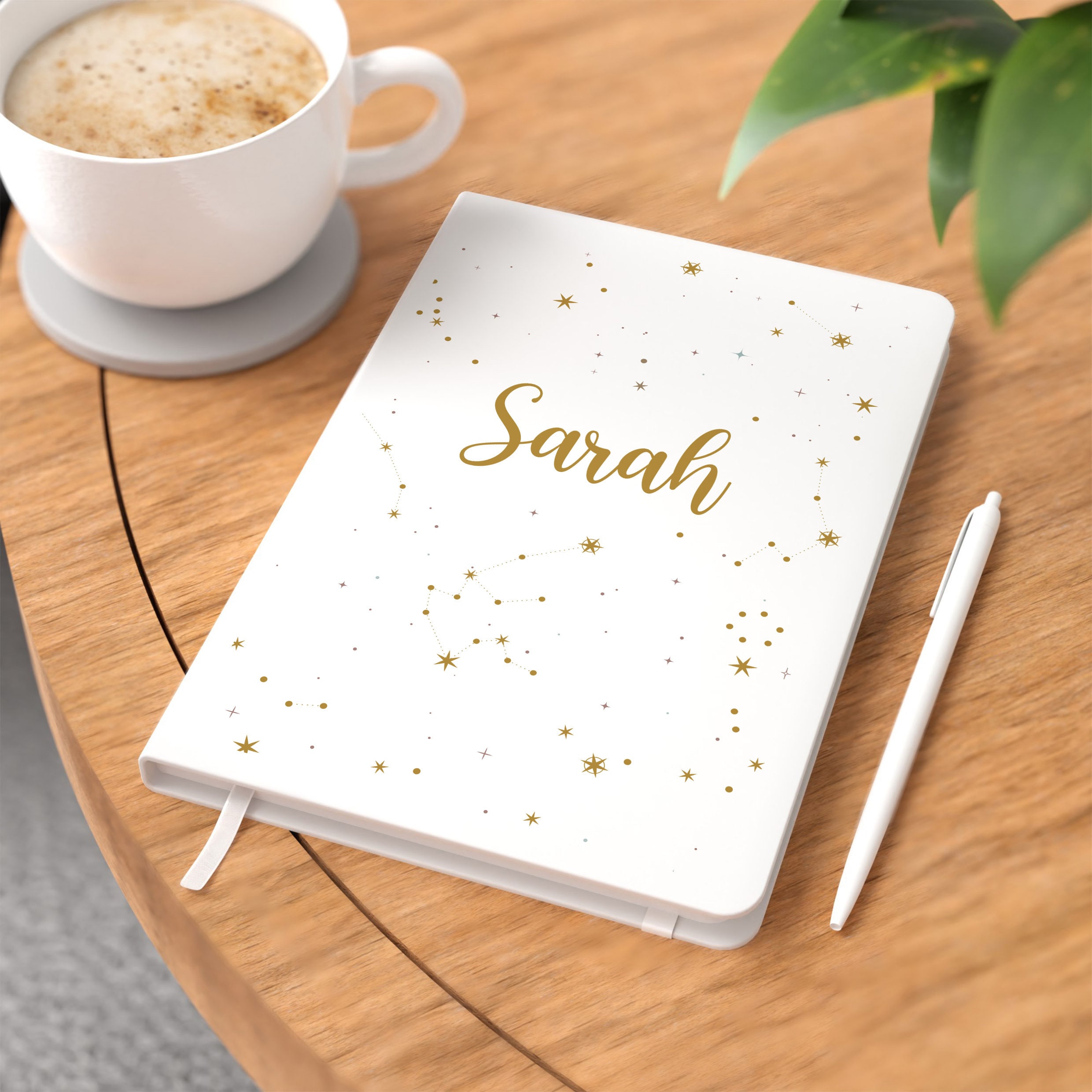 Personalised Constellation White Notebook - A5 Lined Notebook With Pen ...